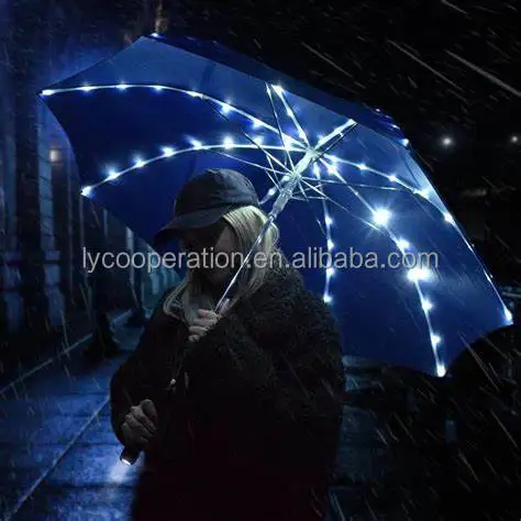 LED Lighted Umbrella 7 Colors Changing on Shaft Flash Light Golf ...