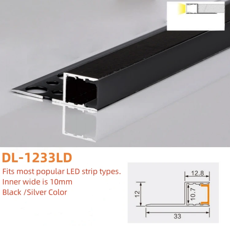 Recessed with Flange for LED Trimless 8-12mm Strip Slot Profile ...