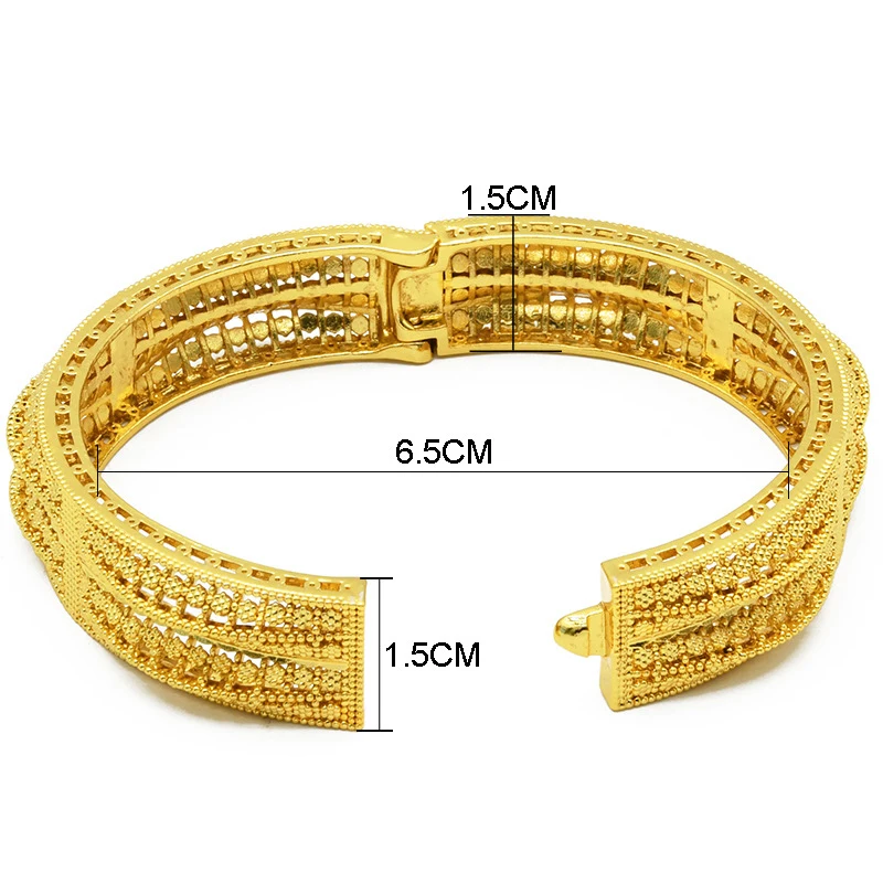 24k Gold Plated Ladies Bracelet Open Bangle Hand Jewelry 24k Saudi Gold ...