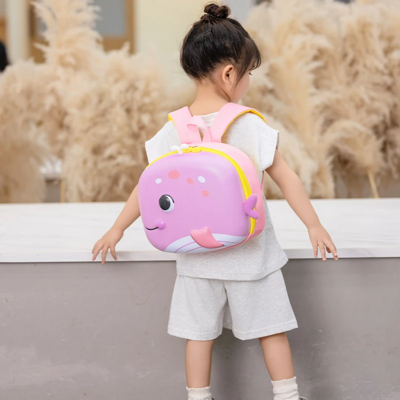 Wholesale Kids Hard Shell Backpack - Cute 3D Dolphin
