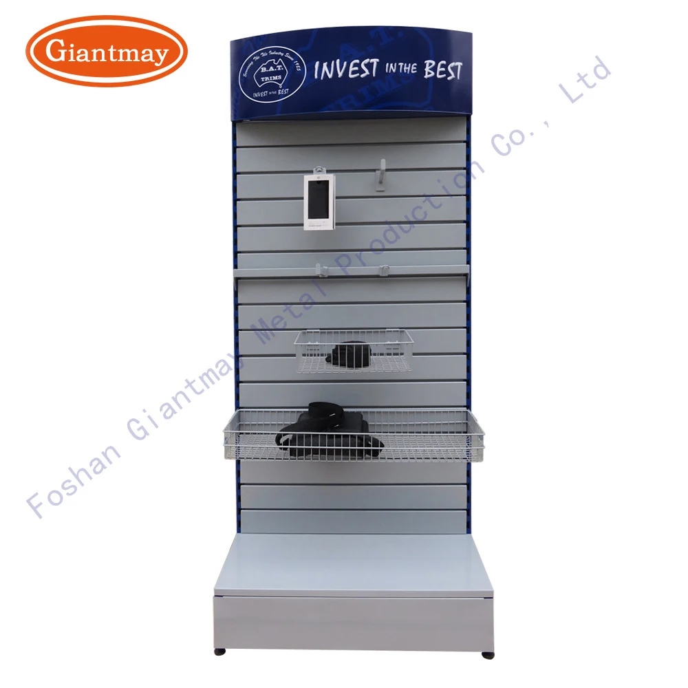 Free Standing Slatwall Display Stand Custom Metal Slat Wall Storage ...