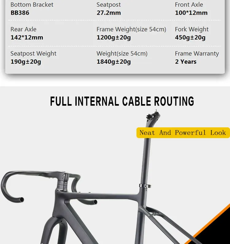 T1100 Toray Carbon Fiber Gravel Bike Frame - Lightweight & Durable