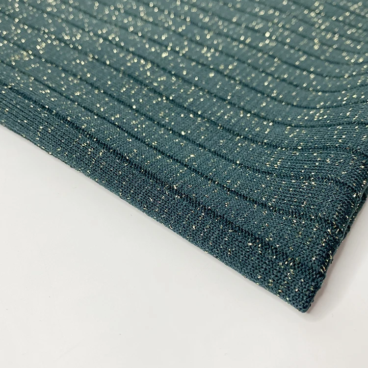 Harvest polyester lurex spandex fancy rib knitting fabric for garment ...