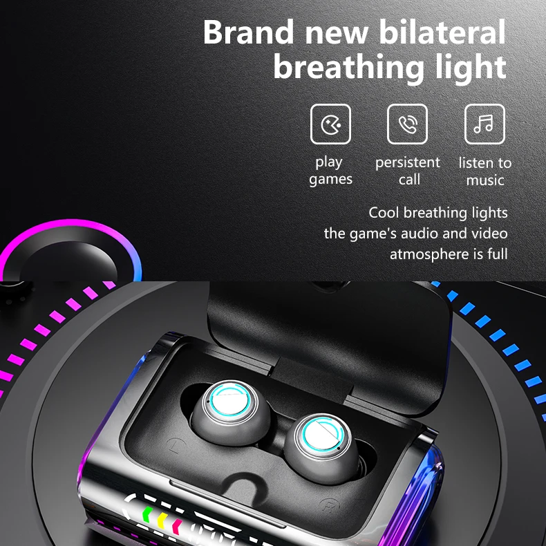 Dx-01 Gaming Tws Earbuds Breathing Light Earphone Wireless Bass Stereo ...