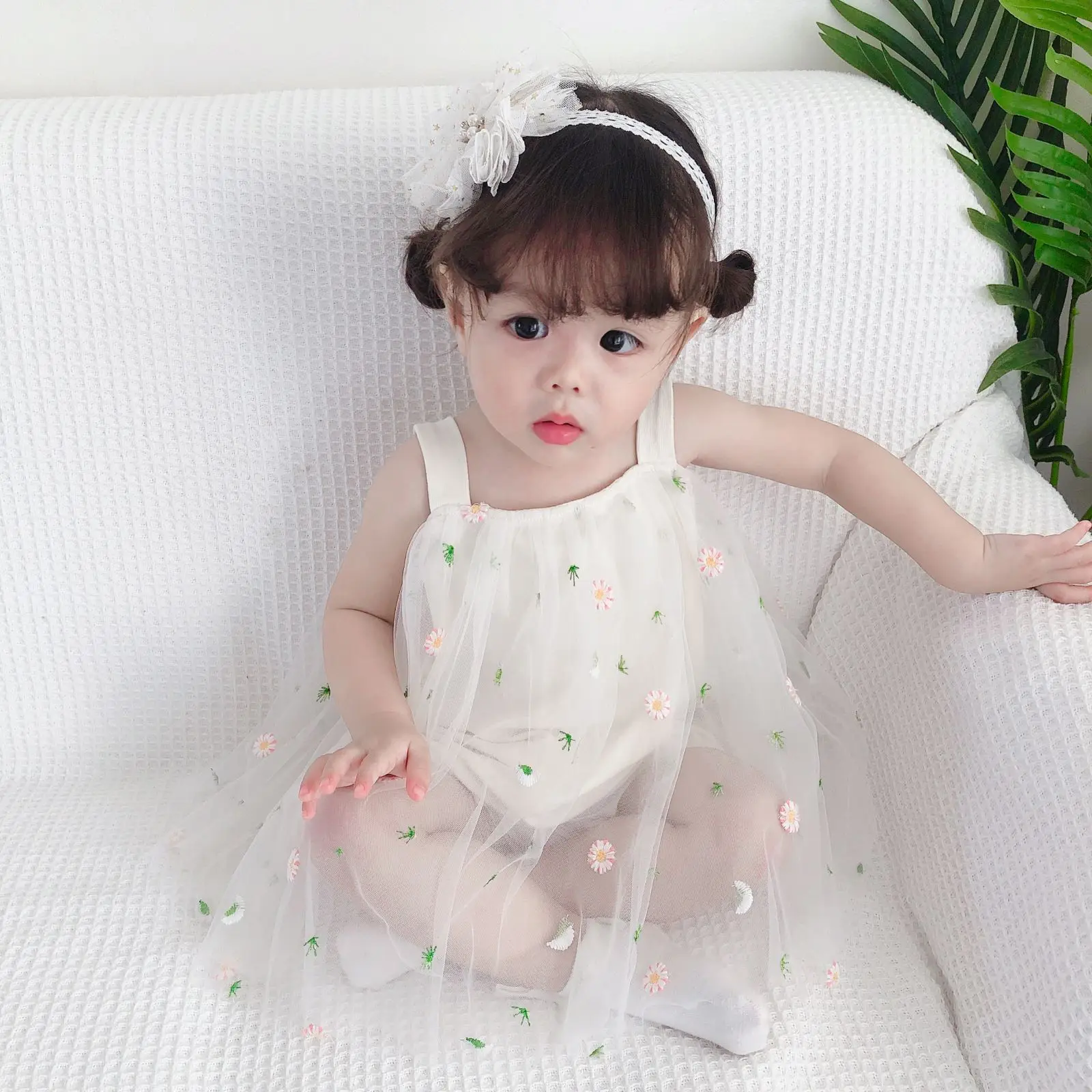 Fashion Newborn Baby Girl Dress Daisy Floral Embroidery Sleeveless ...
