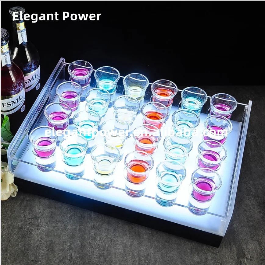 2024 Bar Service Led Shot Glass Tray - Sustainable & Customizable
