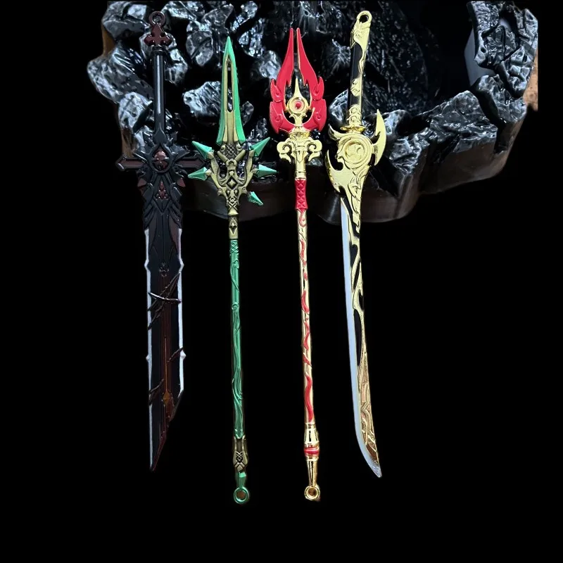 Hot New Anime Accessories Genshin Impact Weapons Keychain Set Metal ...