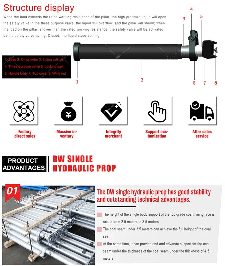 Coal Mine Single Hydraulic Prop Dw22-300/100x Roof Support - Buy Hydraulic Prop roof Support ...