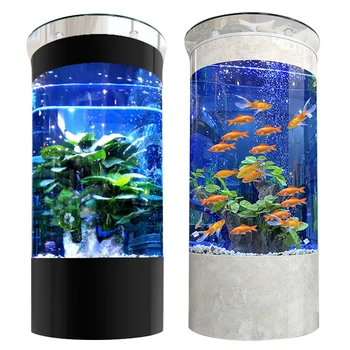 Custom Acrylic Tank Aquarium Ultra White Glass Cylinder Round Aquarium ...