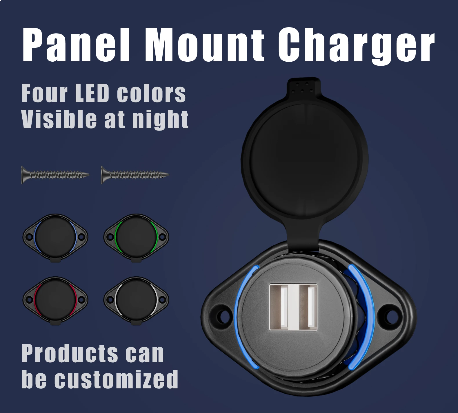 Dual 3.1A Coach Bus Seat USB Charging Port Panel Mount 12V