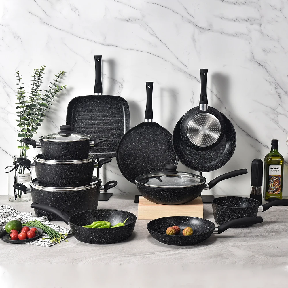 Kitchen Custom Green Cooking Ware Non Stick Cookware Set Aluminium ...