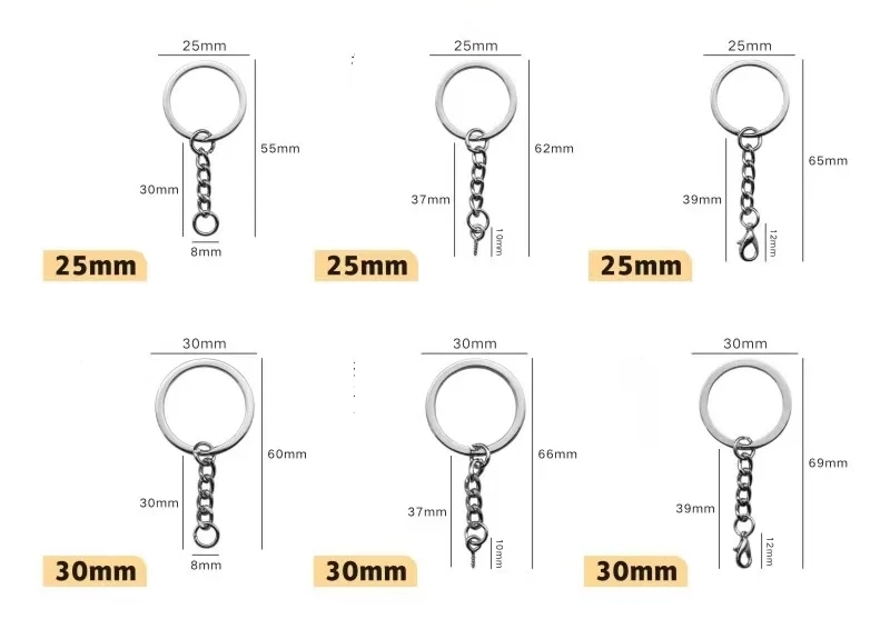 Factory in Stock logo Flat Ring with Chain Metal Plating Color ...