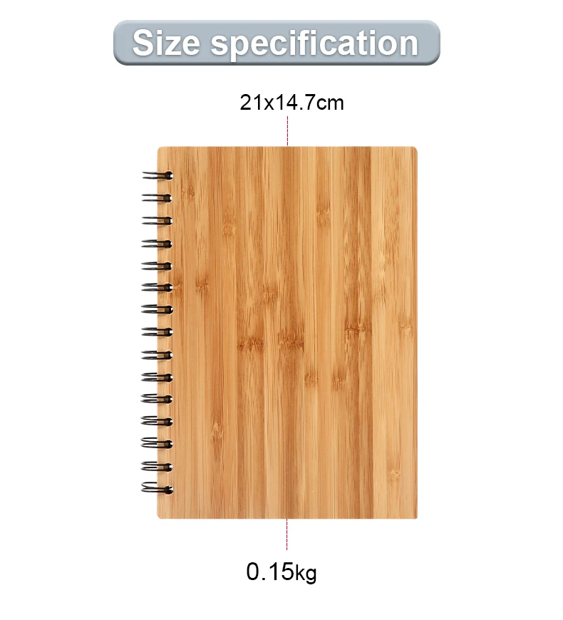 Custom Wooden Cover Spiral Notebook Cagie Wholesale Good Quality Bamboo ...
