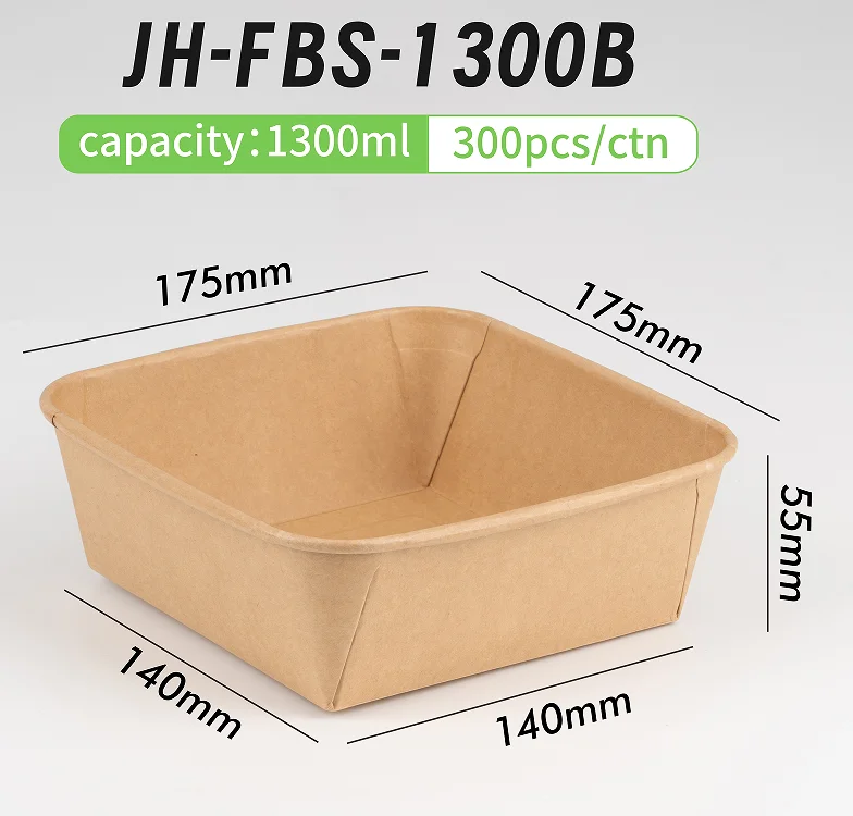 JIEHUI Flat Base Square Food Packaging - Disposable Paper Trays