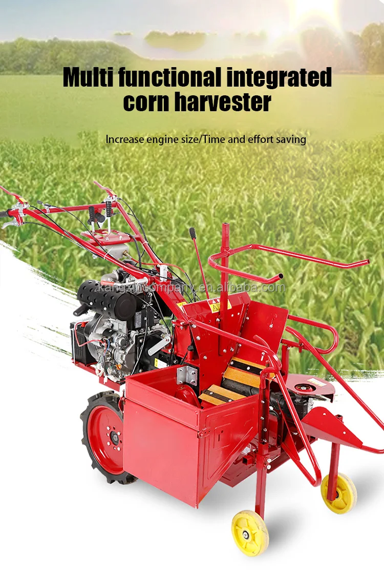 Hand Working Mini Combine Walking Tractor Maize Picker Corn Harvester ...