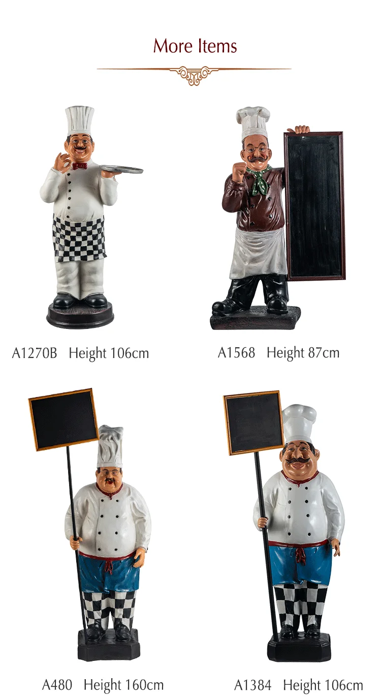 160cm Life Size Chef Statue With Chalkboard Resin Chef Menu Board For ...