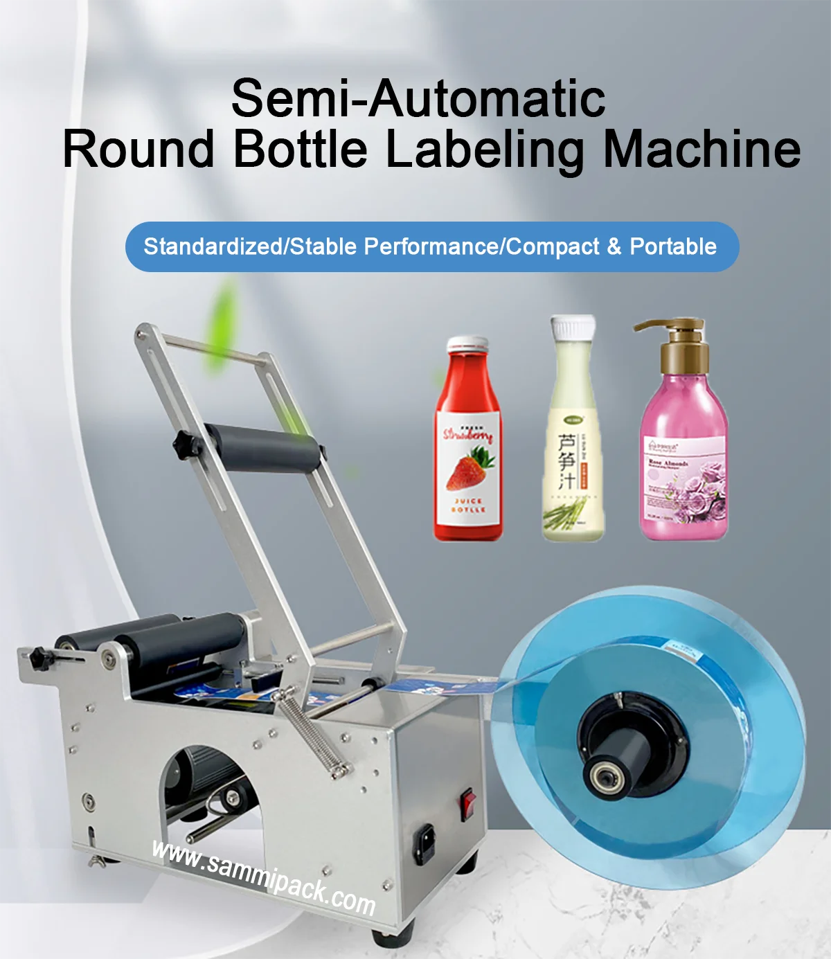 Small Desktop Bottle Packaging Labeling Machine Automatic Round Bottle ...