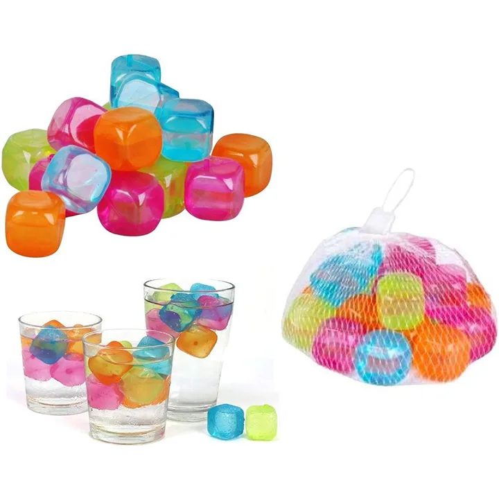 2.5cm Reusable Ice Cube Colorful Square Food Grade Plastic Refreezable ...