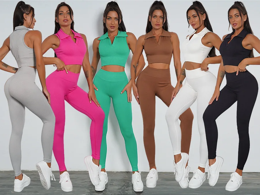 Pasuxi Popular Seamless Ribbed Yoga Set 2 Piece Sports Leggings Gym ... Pasuxi Popular Seamless Ribbed Yoga Set 2 Piece Sports Leggings Gym ...