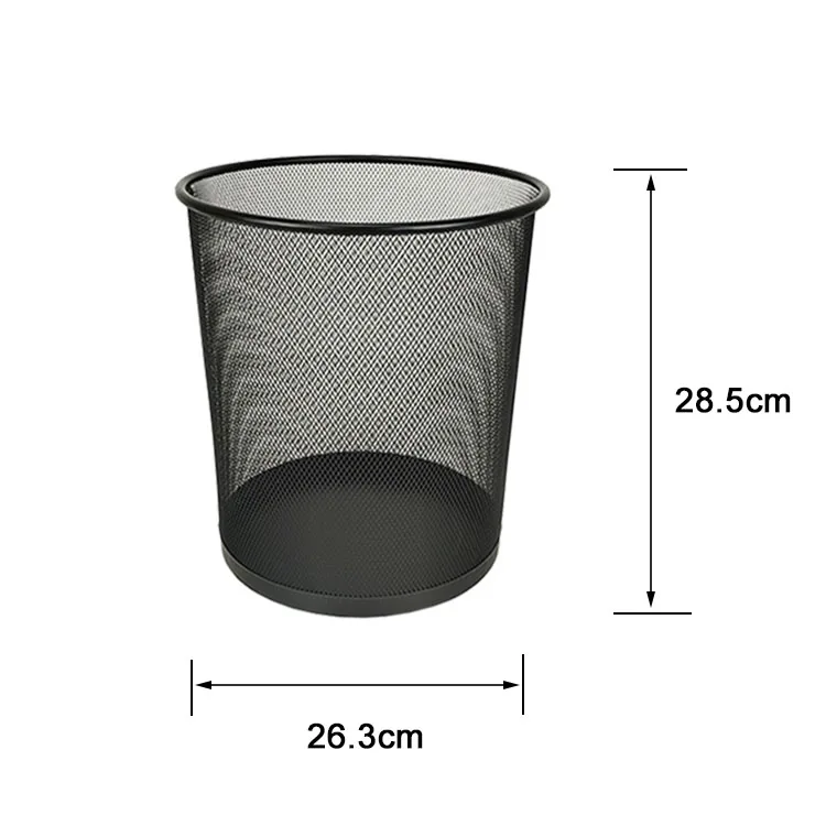 BX Round Metal Paper Wire Mesh Trash Can - Sturdy & Lightweight