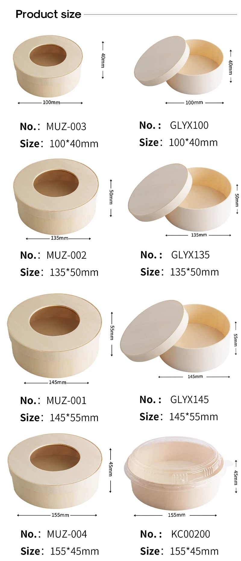 Wooden Round Take Away Food Containers - Veneer Cheese Platter