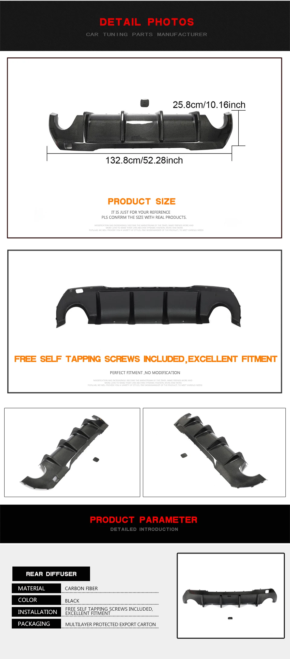 Carbon Fiber Rear Diffuser for BMW 1series F40 118i M-tech M-sport ...