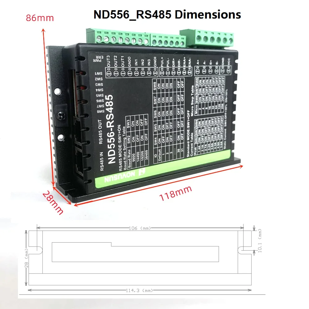 中国批发商电机驱动器nd556-rs485 Rs485总线控制nema 17 23 34 42系列步进电机驱动器 - Buy 步进电机驱动器 ...