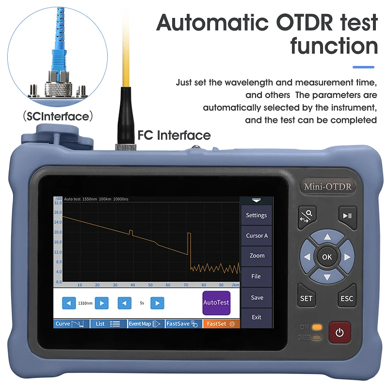 12 Functions Otdr Fiber Optic Tester - Live Test 1310/1490/1550nm