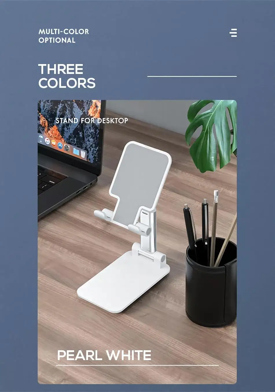 Universal Desktop Tablet Holder - Foldable & Adjustable Support