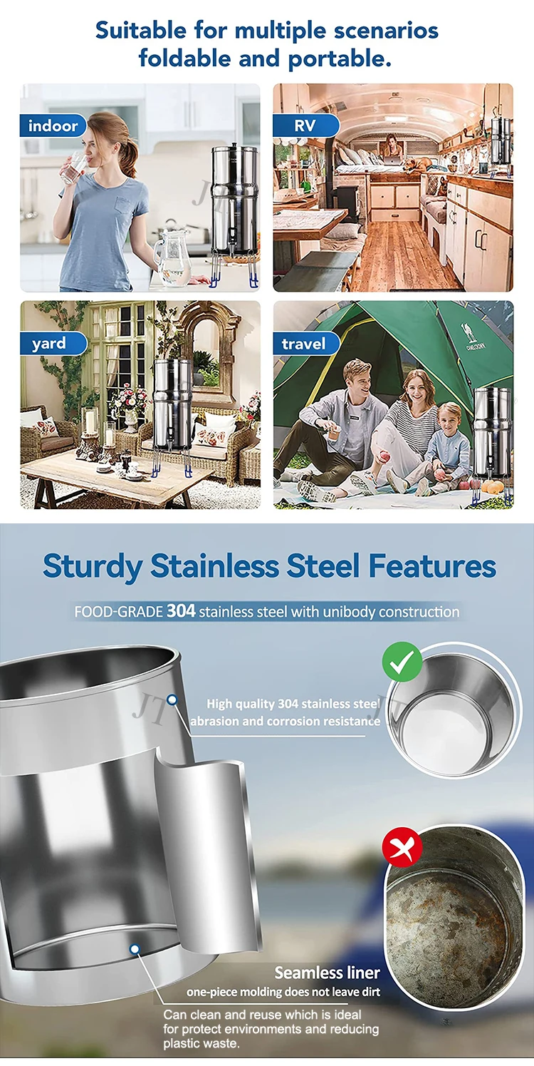 Outdoor Water Filtration Portable Stainless Steel Gravity Fed Filter ...