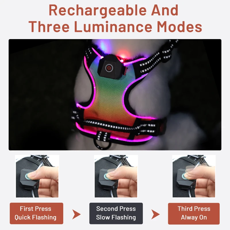 2025 New LED Light Dog Harness Vest - Custom Logo & Safety