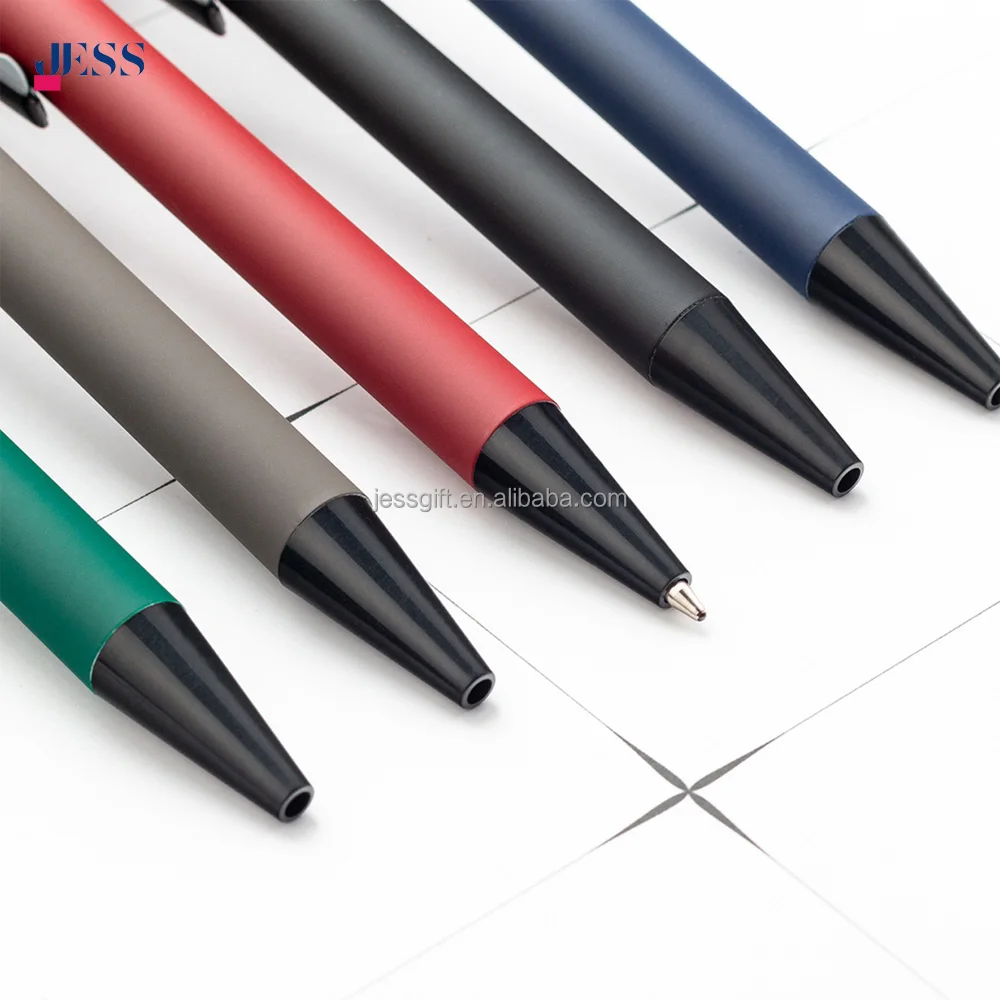 Colorful Rubber Coated Push Button Metal Ball Point Pen