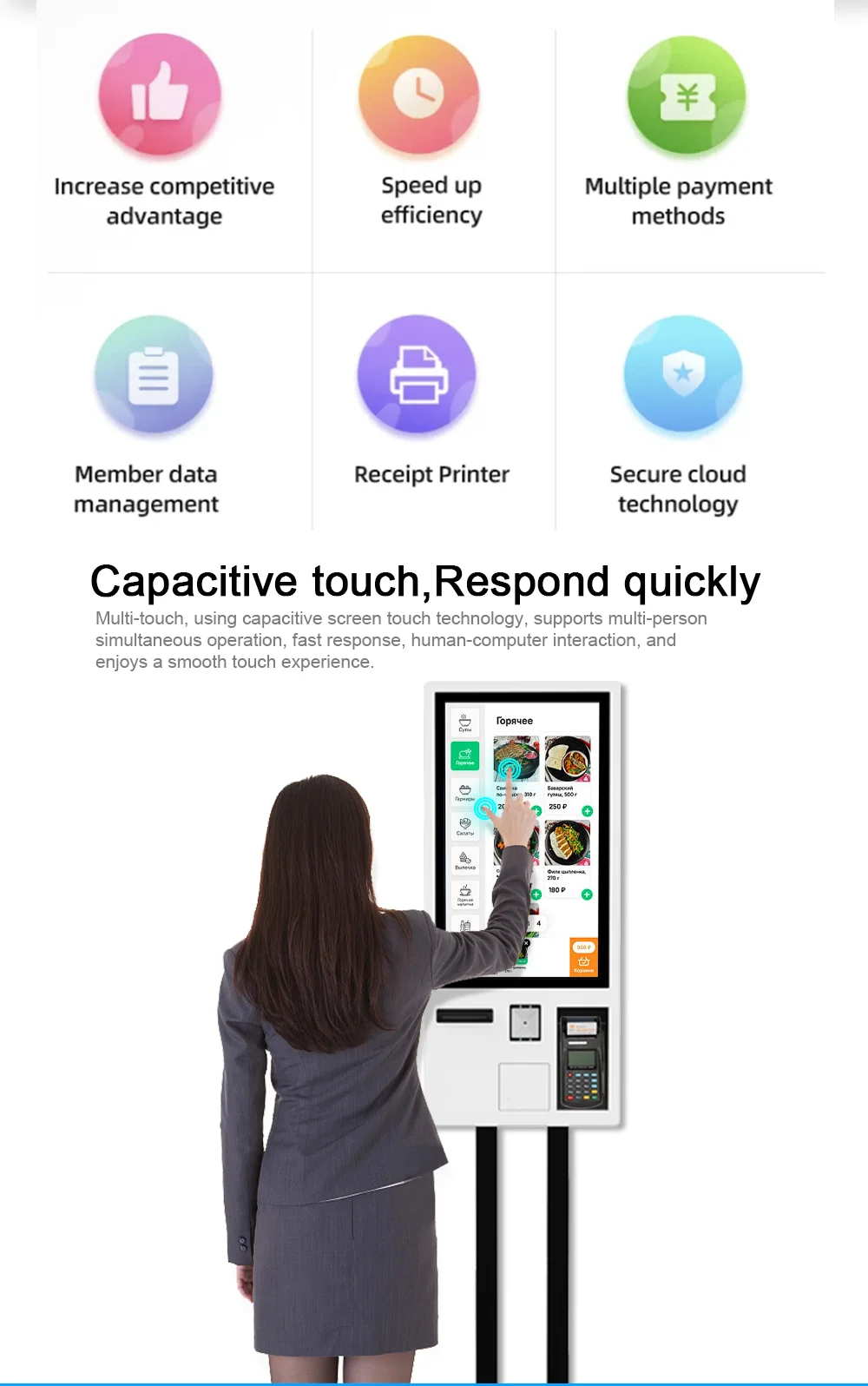 Win11 Win10 Android Self Payment Advertising Display Terminal Stand ...