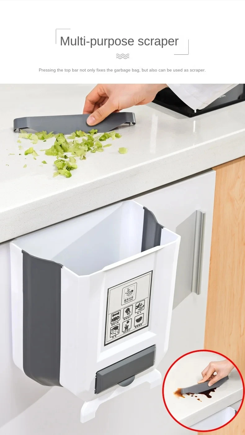 Household Foldable Waste Bins Wall-mounted Multi-functional High ...