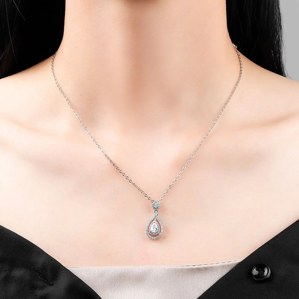Pear Cut Big Water Drop Stone Pendant Clavicle Necklaces For Women ...