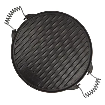 Pre-seasoned Round Cast Iron Griddle Plate Double Burner Griddle With ...