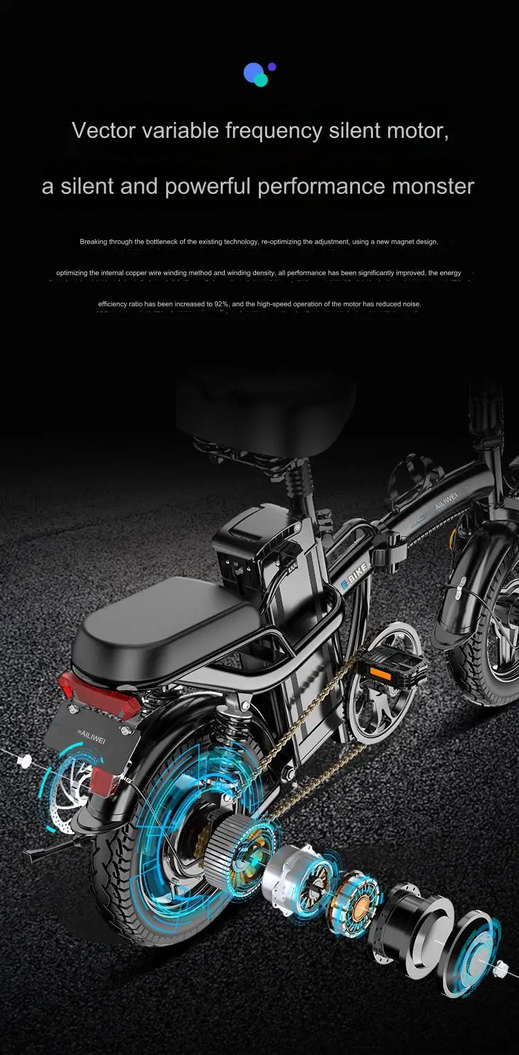 Foldable Electric Bike with 400W Motor 48V 8Ah-25Ah Battery 25-35km Max ...