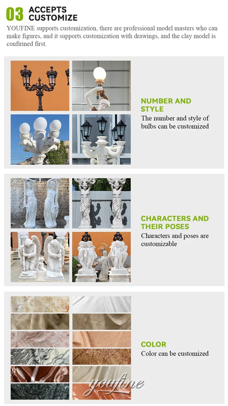 Life Size Carved Woman Figure Sculpture Lamp - Marble Statues