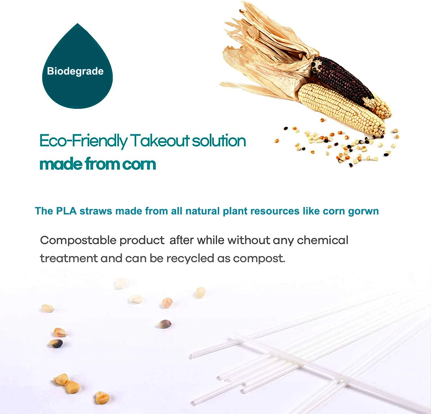 Wholesale Eco-friendly Disposable Pla Corn Starch Straws 100% ...