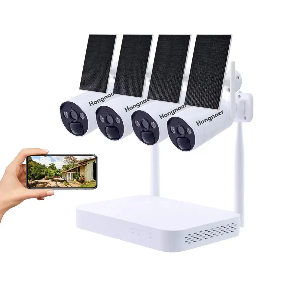 2k 4mp 4ch Solar Panel Security Cctv Camera System Wireless Outdoor Pir ...