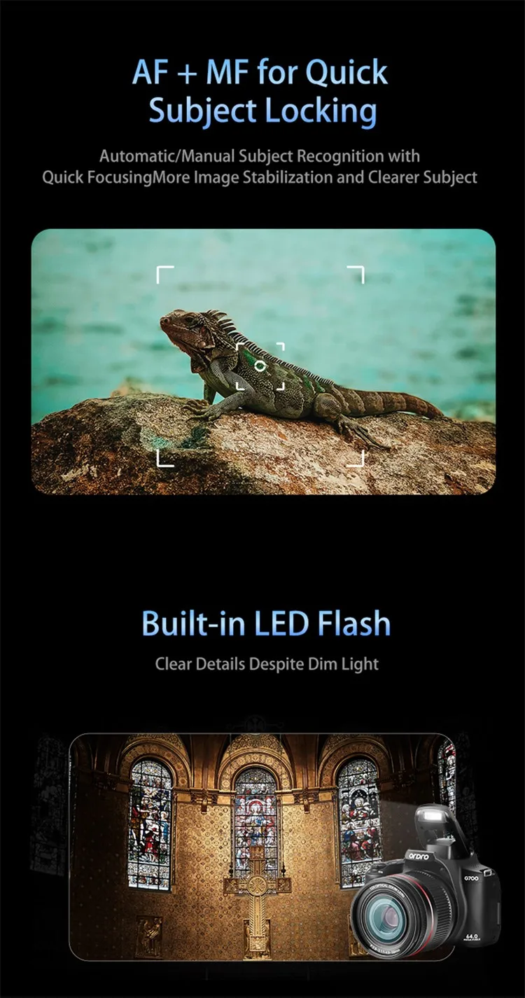 ORDRO G700 Digital Camera - 4K, 8.0MP, 7.1x-16x Optical Zoom