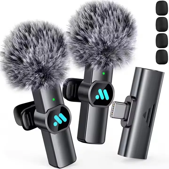 Hot 2in1 Blue Tooth Microphone K10 Wireless Lavalier Microphone Noise ...
