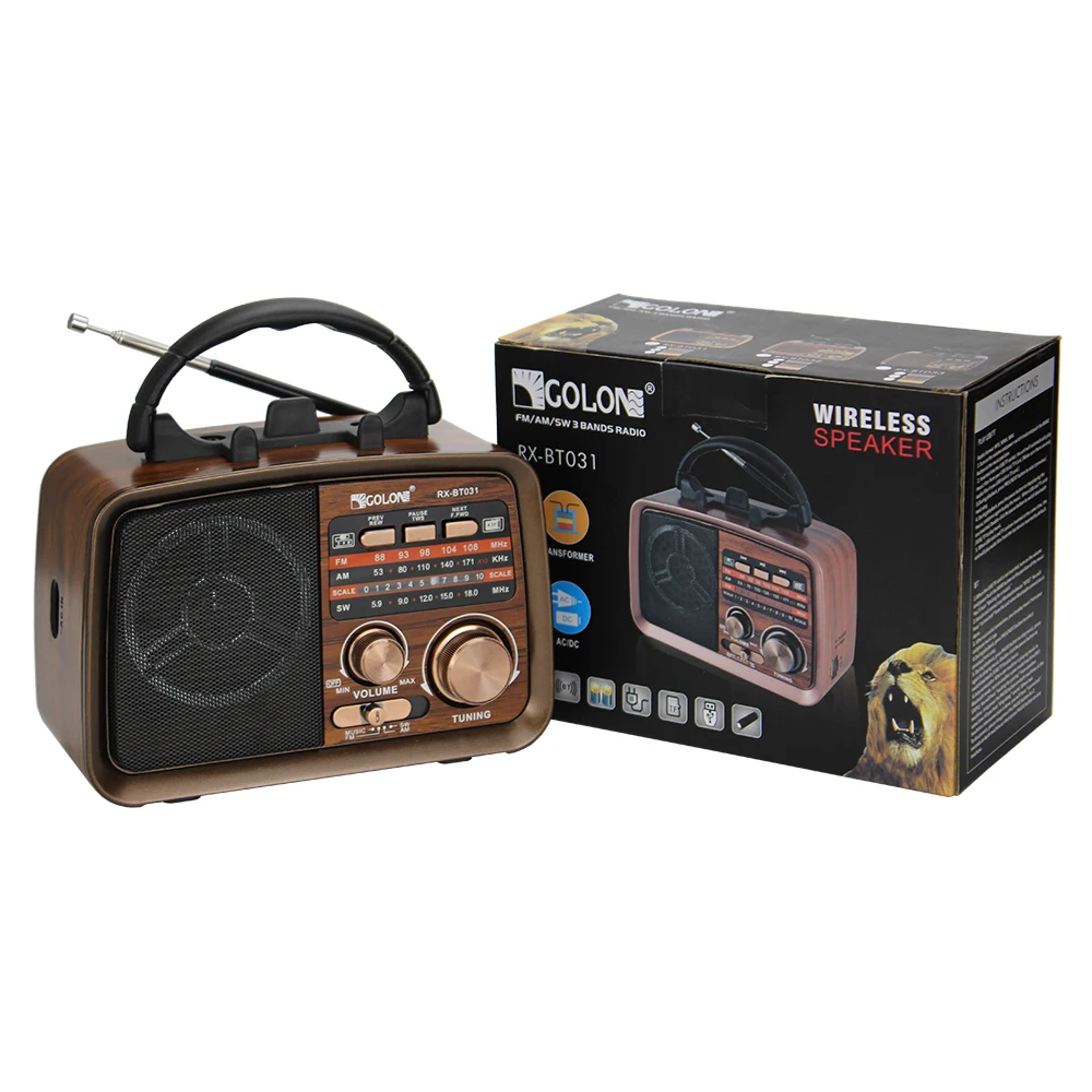 Rx Retro Wireless Radio Bt031 Am Fm Sw 3 Band Tws Radio Portable Wooden ...