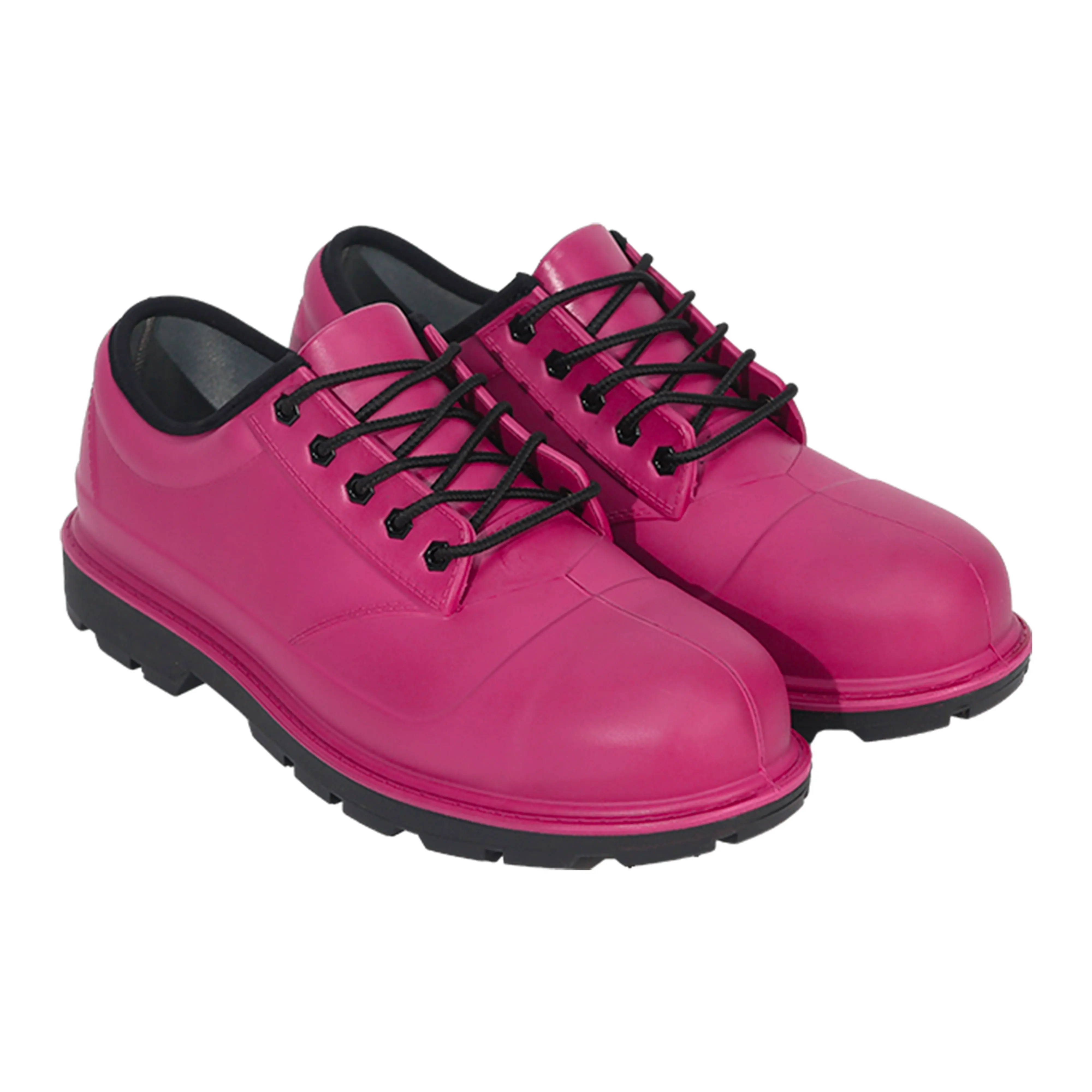 PINNIP Steady Smooth PU Lace Up Short Working Boots Navy Yellow Safety ...