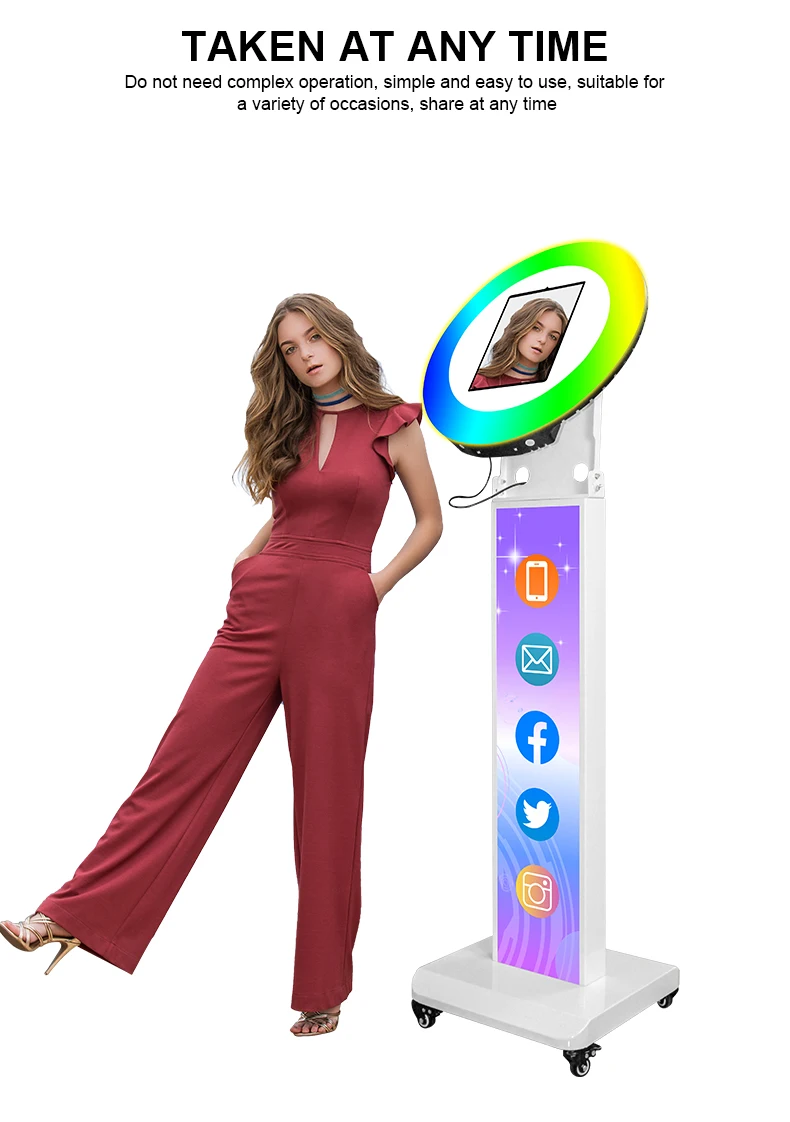 Portable Photo Booth Wedding Party Selfie Video Booth Ring Light ...