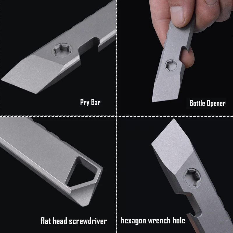 Mini Titanium EDC Pry Bar Bottle Opener Multi Tool Crowbar Outdoor ...