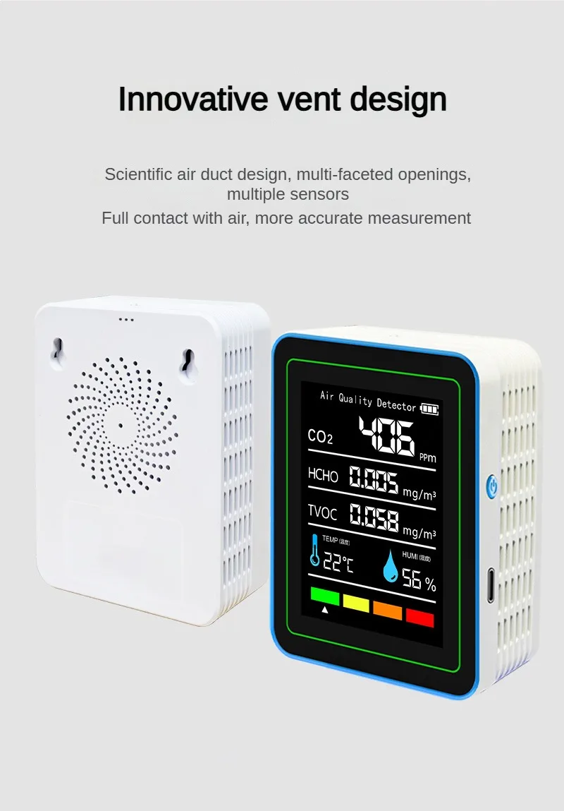 Indoor Air Quality Monitor - CO2 Meter & Temperature Humidity Detector