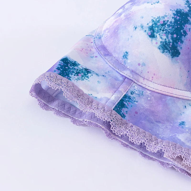 Customized Push-Up Nylon Microfiber Bra Sets Ink Print and Lace Trim ...