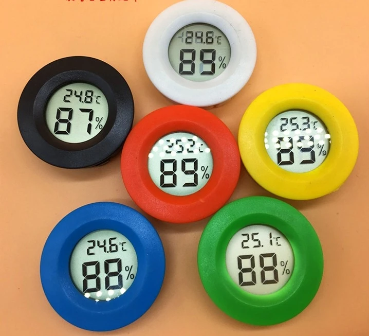 Lcd Display Indoor Temperature Sensor Round Mini Hygrometer Thermometer ...