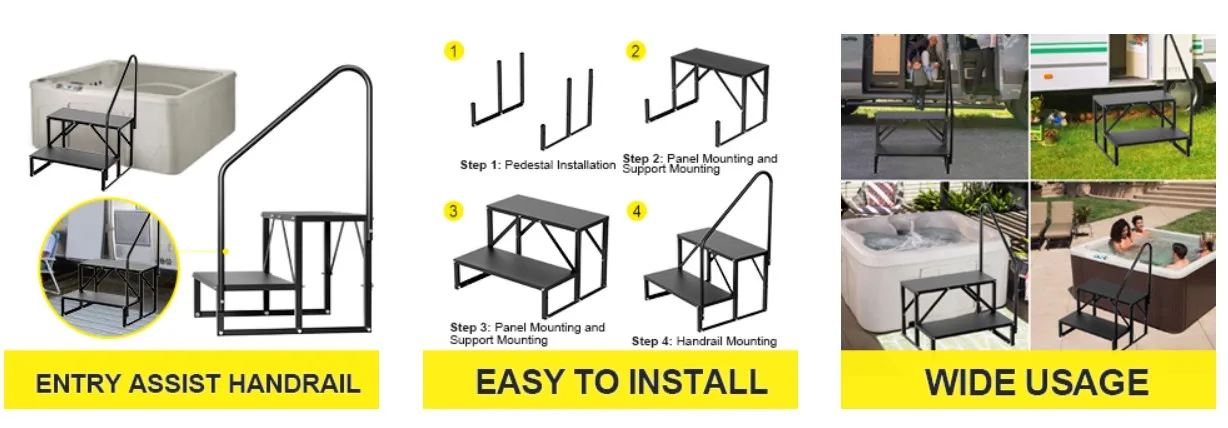 4-step RV Trailer Non-Slip Auxiliary Handrail - Secure & Durable
